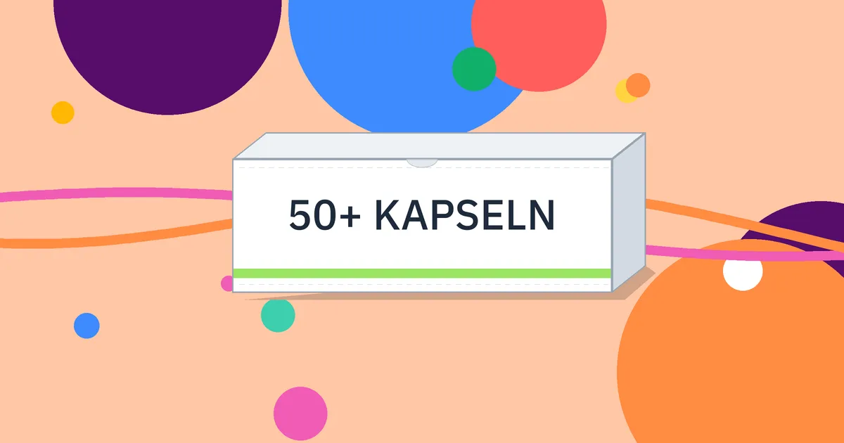 Symbolbild: Packung mit der Aufschrift 50+ KAPSELN (PZN 15576272) – Verfügbarkeit und Bezug in Apotheken in Frankfurt am Main