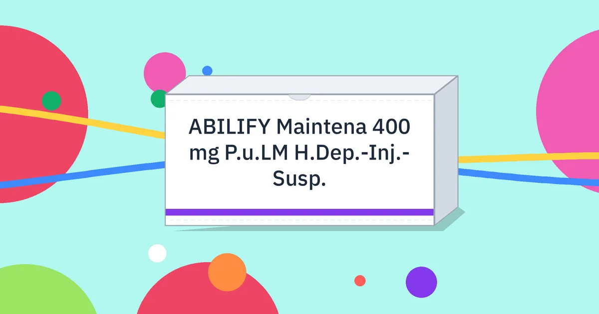 Symbolbild: Packung mit der Aufschrift ABILIFY Maintena 400 mg P.u.LM H.Dep.-Inj.-Susp. (PZN 11079223) – Verfügbarkeit und Bezug in Apotheken in Frankfurt am Main