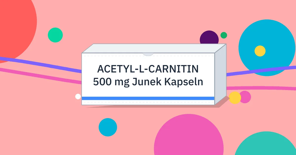Symbolbild: Packung mit der Aufschrift ACETYL-L-CARNITIN 500 mg Junek Kapseln (PZN 00136538) – Verfügbarkeit und Bezug in Apotheken in Frankfurt am Main