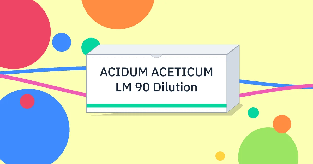 Symbolbild: Packung mit der Aufschrift ACIDUM ACETICUM LM 90 Dilution (PZN 13267555) – Verfügbarkeit und Bezug in Apotheken in Frankfurt am Main