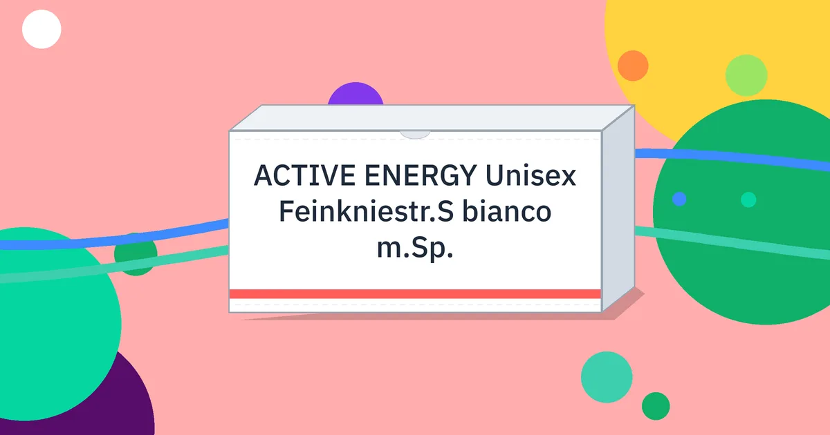 Symbolbild: Packung mit der Aufschrift ACTIVE ENERGY Unisex Feinkniestr.S bianco m.Sp. (PZN 06448196) – Verfügbarkeit und Bezug in Apotheken in Frankfurt am Main