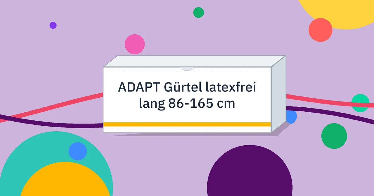 Symbolbild: Packung mit der Aufschrift ADAPT Gürtel latexfrei lang 86-165 cm (PZN 09297881) – Verfügbarkeit und Bezug in Apotheken in Frankfurt am Main