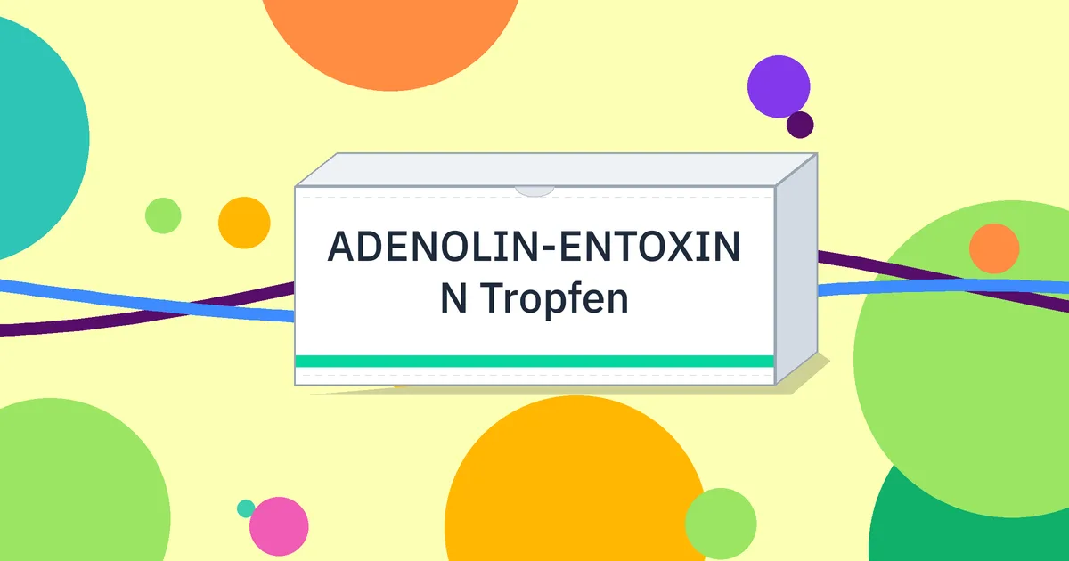 Symbolbild: Packung mit der Aufschrift ADENOLIN-ENTOXIN N Tropfen (PZN 04345983) – Verfügbarkeit und Bezug in Apotheken in Frankfurt am Main