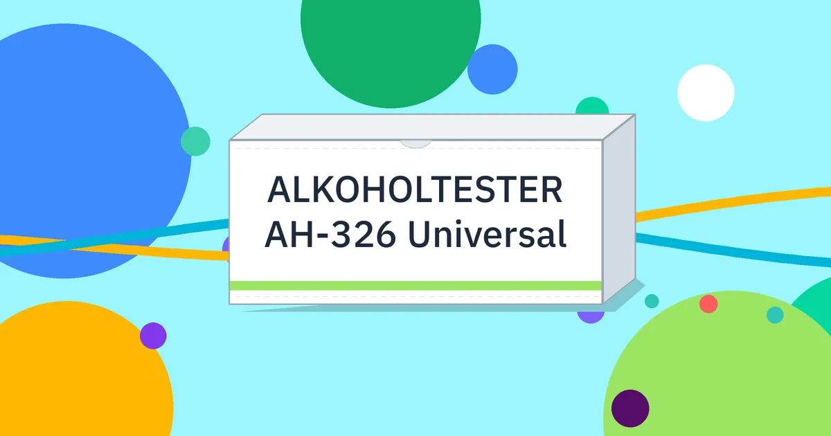 Symbolbild: Packung mit der Aufschrift ALKOHOLTESTER AH-326 Universal (PZN 06773476) – Verfügbarkeit und Bezug in Apotheken in Frankfurt am Main