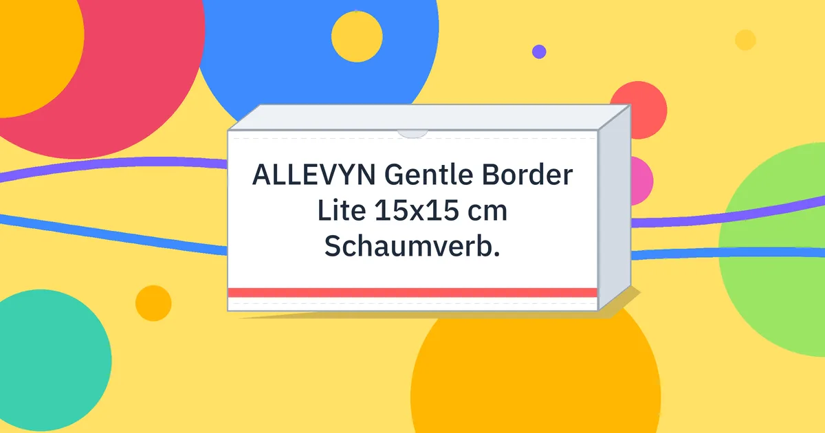 Symbolbild: Packung mit der Aufschrift ALLEVYN Gentle Border Lite 15x15 cm Schaumverb. (PZN 11319265) – Verfügbarkeit und Bezug in Apotheken in Frankfurt am Main