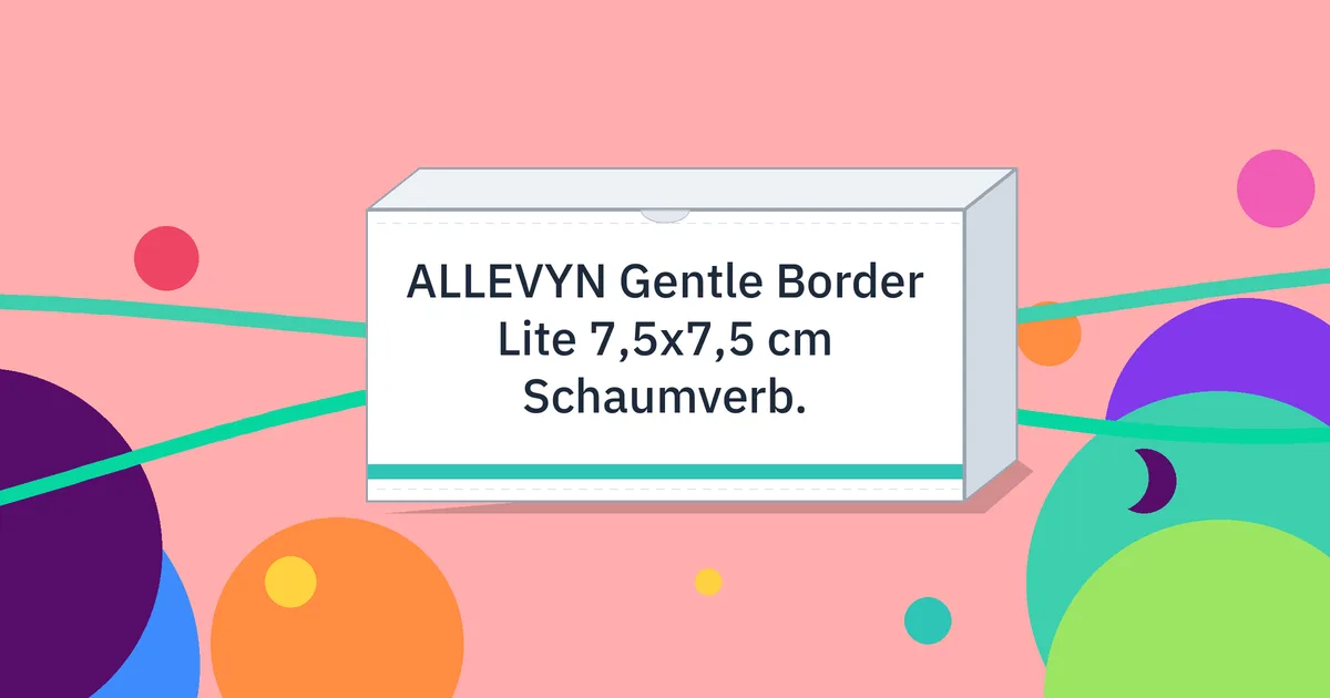 Symbolbild: Packung mit der Aufschrift ALLEVYN Gentle Border Lite 7,5x7,5 cm Schaumverb. (PZN 20122840) – Verfügbarkeit und Bezug in Apotheken in Frankfurt am Main