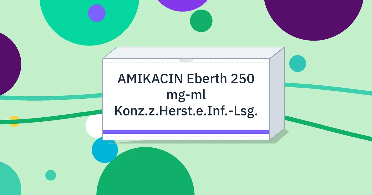 Symbolbild: Packung mit der Aufschrift AMIKACIN Eberth 250 mg-ml Konz.z.Herst.e.Inf.-Lsg. (PZN 15889083) – Verfügbarkeit und Bezug in Apotheken in Frankfurt am Main