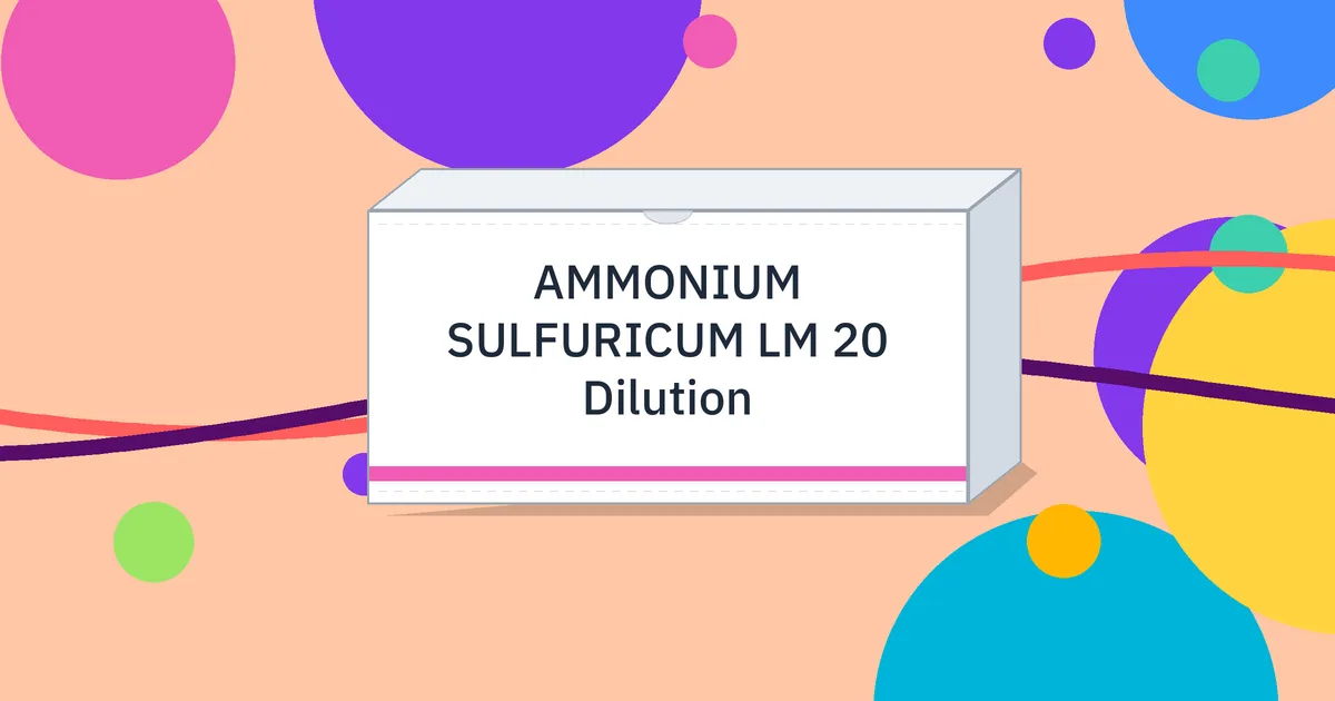 Symbolbild: Packung mit der Aufschrift AMMONIUM SULFURICUM LM 20 Dilution (PZN 13323302) – Verfügbarkeit und Bezug in Apotheken in Frankfurt am Main