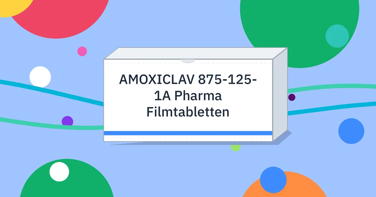 Symbolbild: Packung mit der Aufschrift AMOXICLAV 875-125-1A Pharma Filmtabletten (PZN 18653145) – Verfügbarkeit und Bezug in Apotheken in Frankfurt am Main