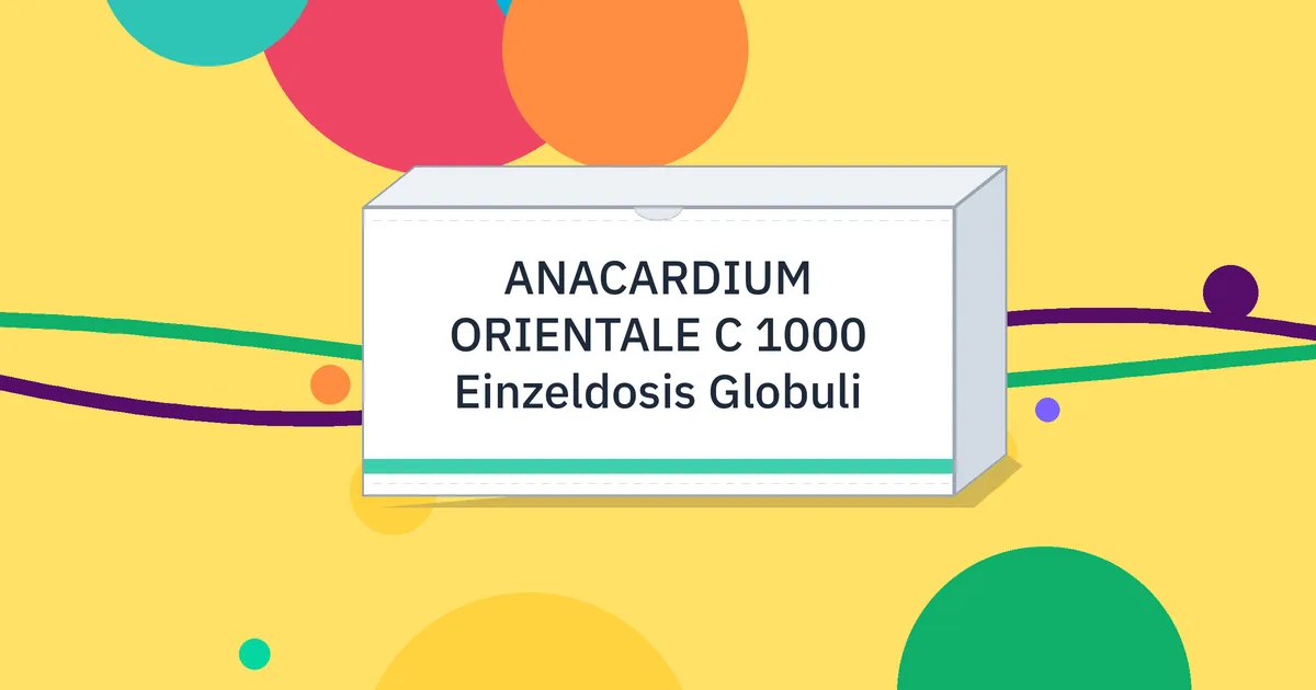 Symbolbild: Packung mit der Aufschrift ANACARDIUM ORIENTALE C 1000 Einzeldosis Globuli (PZN 03032785) – Verfügbarkeit und Bezug in Apotheken in Frankfurt am Main