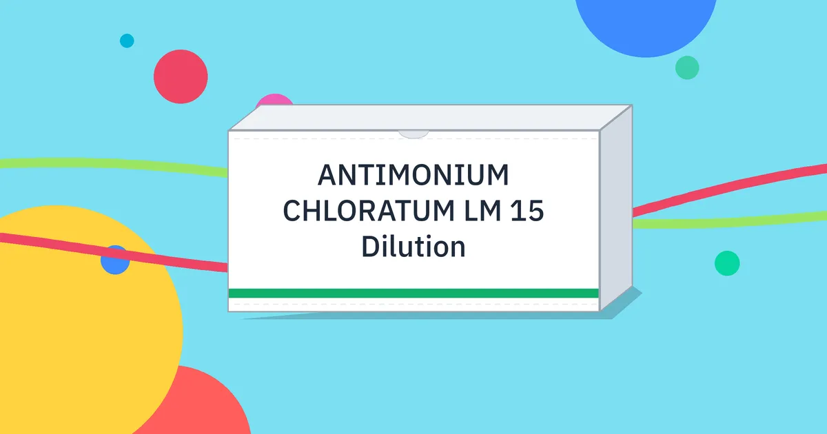 Symbolbild: Packung mit der Aufschrift ANTIMONIUM CHLORATUM LM 15 Dilution (PZN 13372654) – Verfügbarkeit und Bezug in Apotheken in Frankfurt am Main