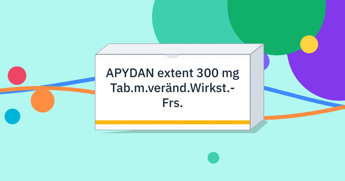 Symbolbild: Packung mit der Aufschrift APYDAN extent 300 mg Tab.m.veränd.Wirkst.-Frs. (PZN 00705700) – Verfügbarkeit und Bezug in Apotheken in Frankfurt am Main