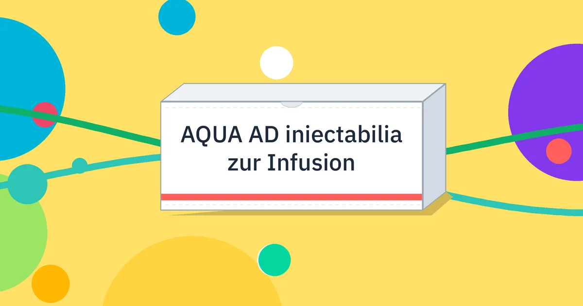 Symbolbild: Packung mit der Aufschrift AQUA AD iniectabilia zur Infusion (PZN 08770973) – Verfügbarkeit und Bezug in Apotheken in Frankfurt am Main