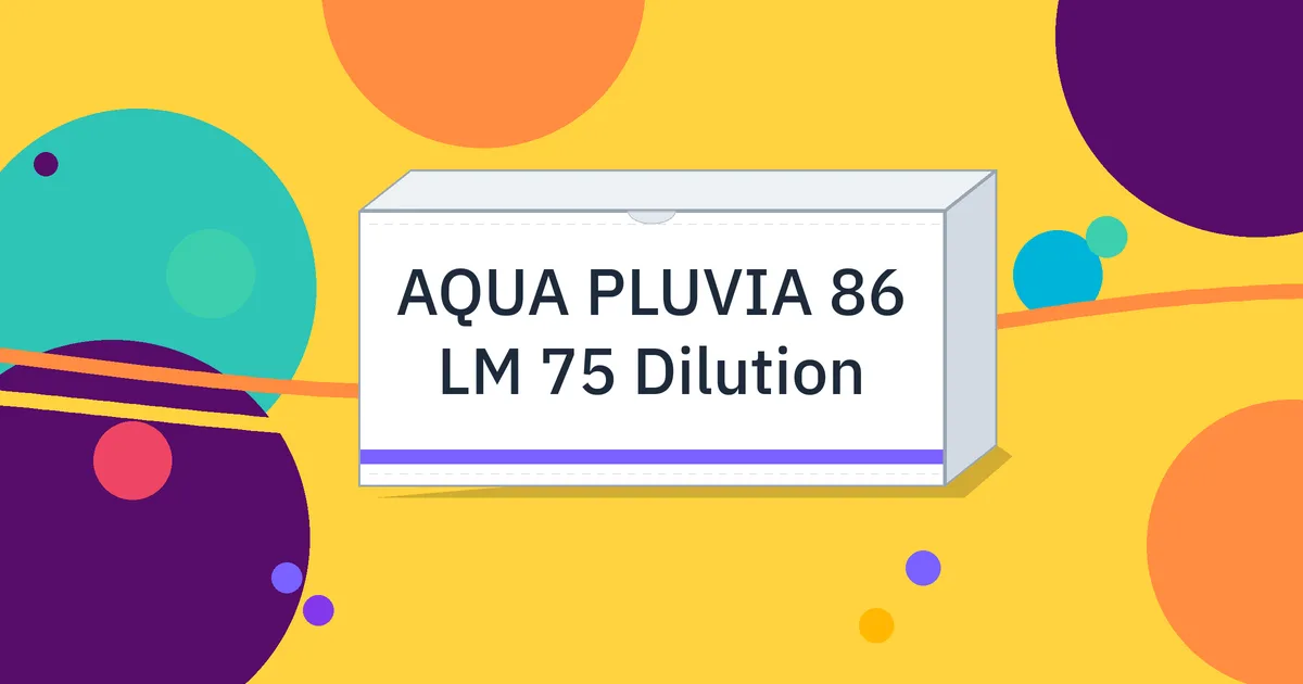 Symbolbild: Packung mit der Aufschrift AQUA PLUVIA 86 LM 75 Dilution (PZN 12766693) – Verfügbarkeit und Bezug in Apotheken in Frankfurt am Main