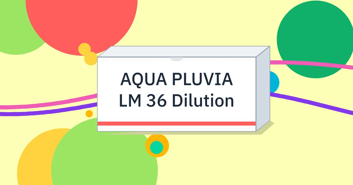 Symbolbild: Packung mit der Aufschrift AQUA PLUVIA LM 36 Dilution (PZN 12766196) – Verfügbarkeit und Bezug in Apotheken in Frankfurt am Main