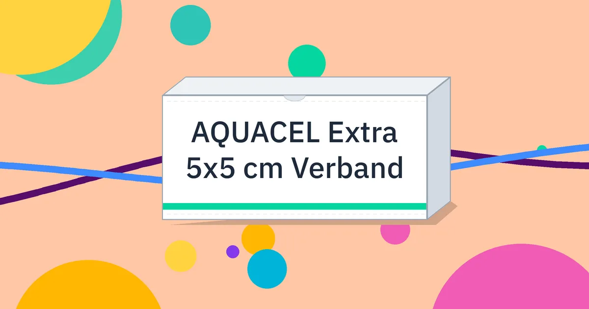 Symbolbild: Packung mit der Aufschrift AQUACEL Extra 5x5 cm Verband (PZN 10751279) – Verfügbarkeit und Bezug in Apotheken in Frankfurt am Main
