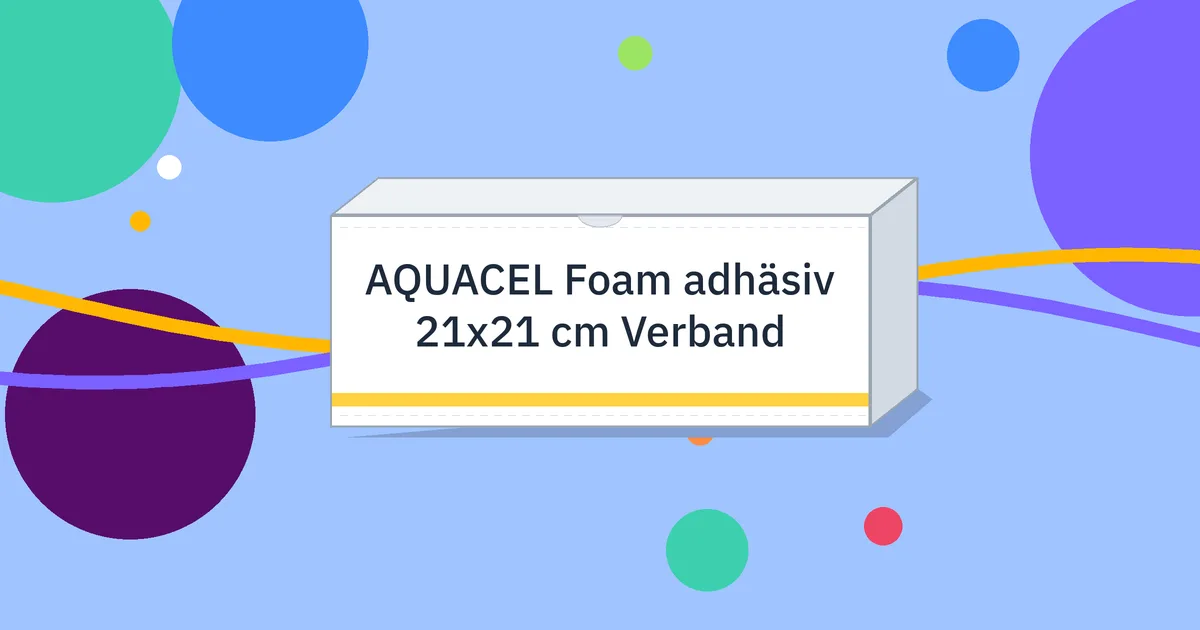 Symbolbild: Packung mit der Aufschrift AQUACEL Foam adhäsiv 21x21 cm Verband (PZN 19852303) – Verfügbarkeit und Bezug in Apotheken in Frankfurt am Main