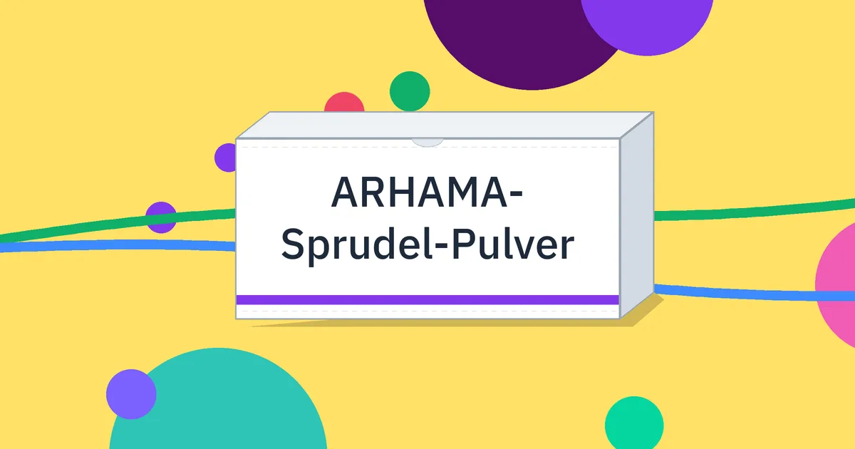 Symbolbild: Packung mit der Aufschrift ARHAMA-Sprudel-Pulver (PZN 06333062) – Verfügbarkeit und Bezug in Apotheken in Frankfurt am Main