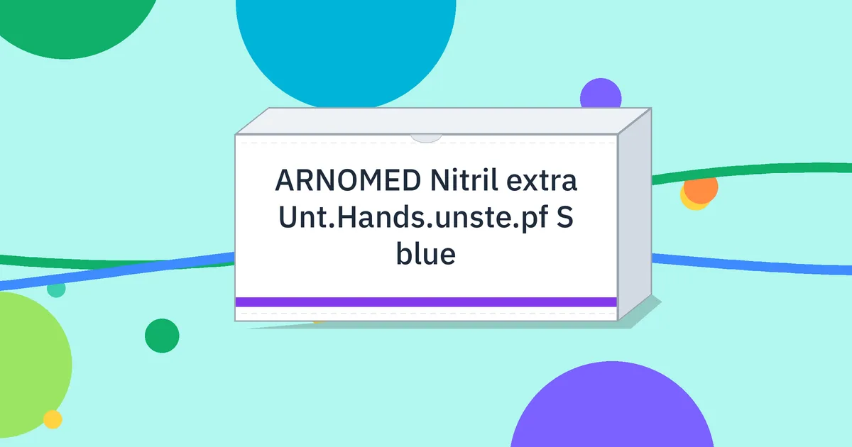 Symbolbild: Packung mit der Aufschrift ARNOMED Nitril extra Unt.Hands.unste.pf S blue (PZN 18136496) – Verfügbarkeit und Bezug in Apotheken in Frankfurt am Main