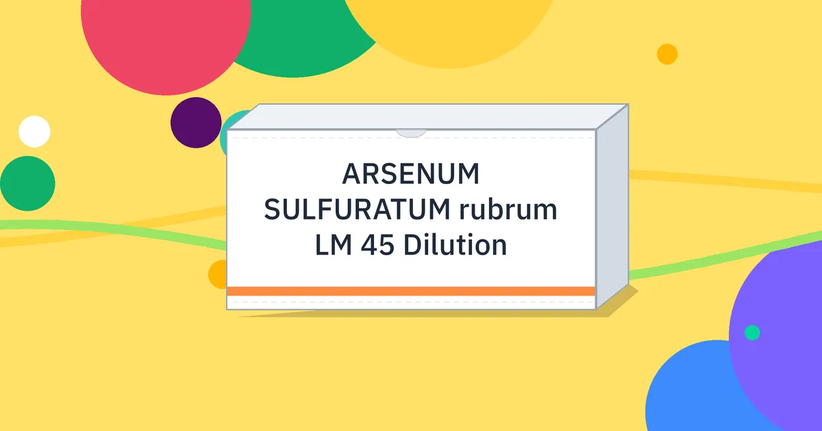 Symbolbild: Packung mit der Aufschrift ARSENUM SULFURATUM rubrum LM 45 Dilution (PZN 12780026) – Verfügbarkeit und Bezug in Apotheken in Frankfurt am Main