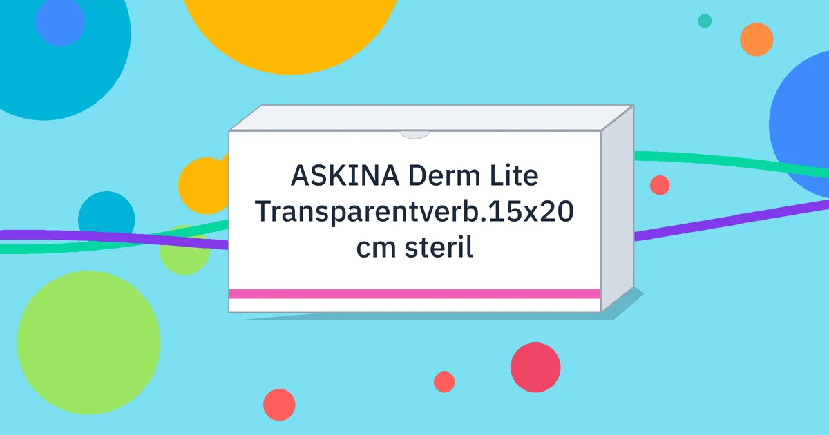 Symbolbild: Packung mit der Aufschrift ASKINA Derm Lite Transparentverb.15x20 cm steril (PZN 18368924) – Verfügbarkeit und Bezug in Apotheken in Frankfurt am Main