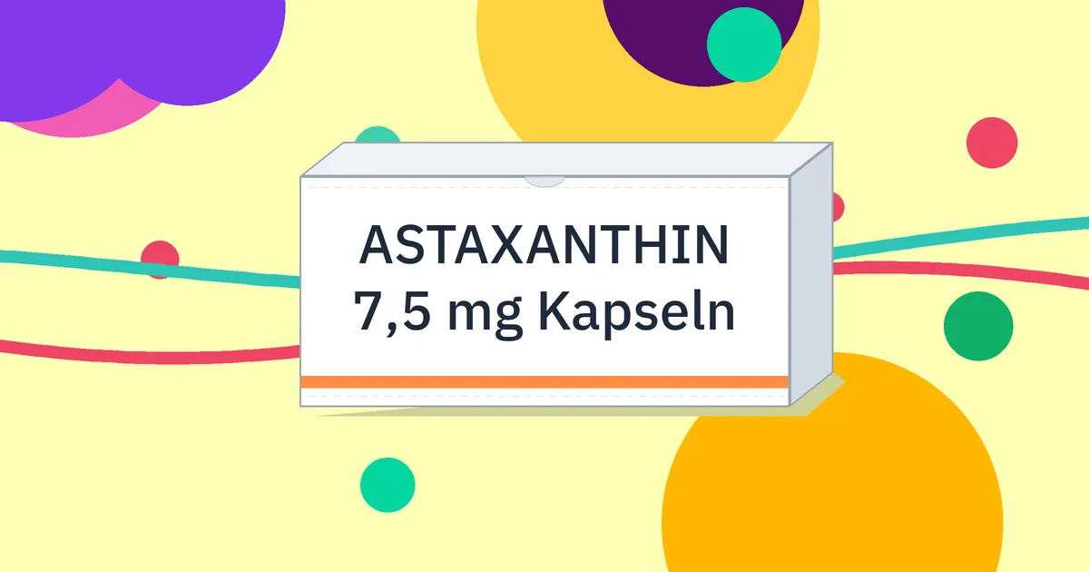Symbolbild: Packung mit der Aufschrift ASTAXANTHIN 7,5 mg Kapseln (PZN 18487161) – Verfügbarkeit und Bezug in Apotheken in Frankfurt am Main