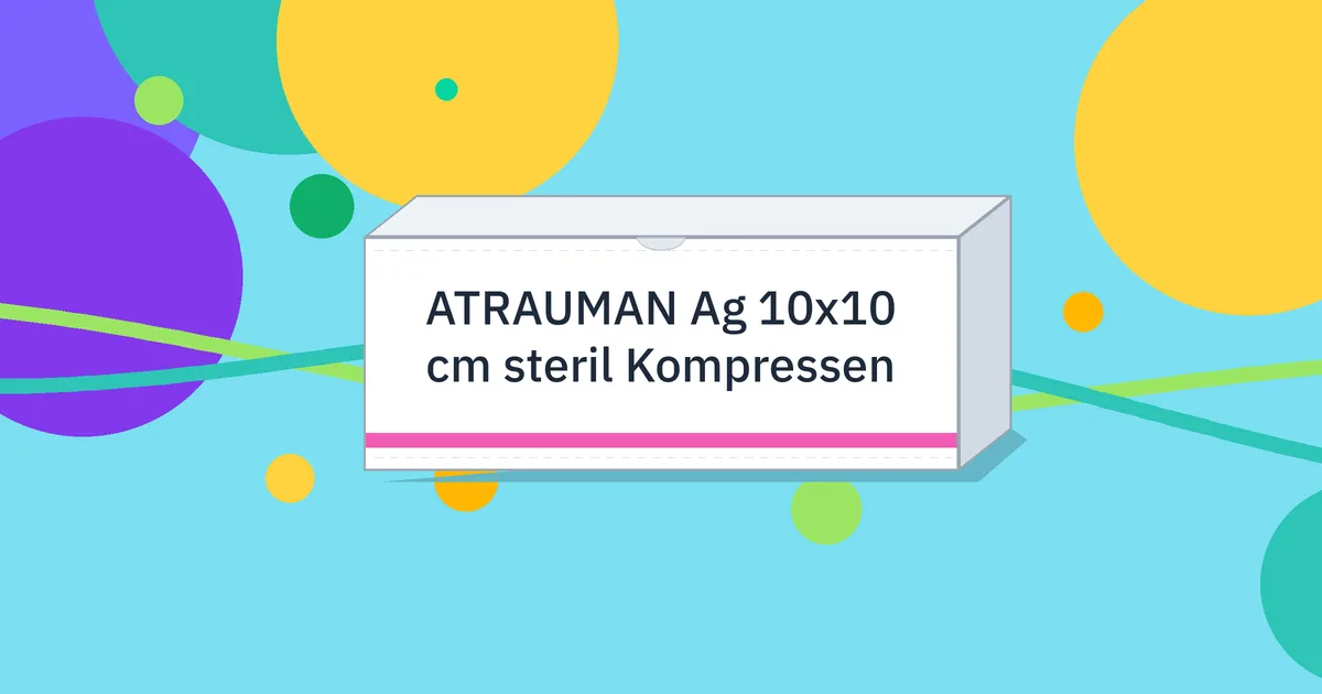 Symbolbild: Packung mit der Aufschrift ATRAUMAN Ag 10x10 cm steril Kompressen (PZN 05397953) – Verfügbarkeit und Bezug in Apotheken in Frankfurt am Main
