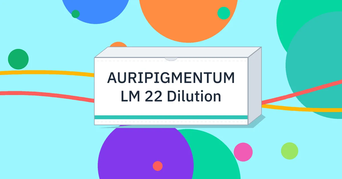 Symbolbild: Packung mit der Aufschrift AURIPIGMENTUM LM 22 Dilution (PZN 12783071) – Verfügbarkeit und Bezug in Apotheken in Frankfurt am Main