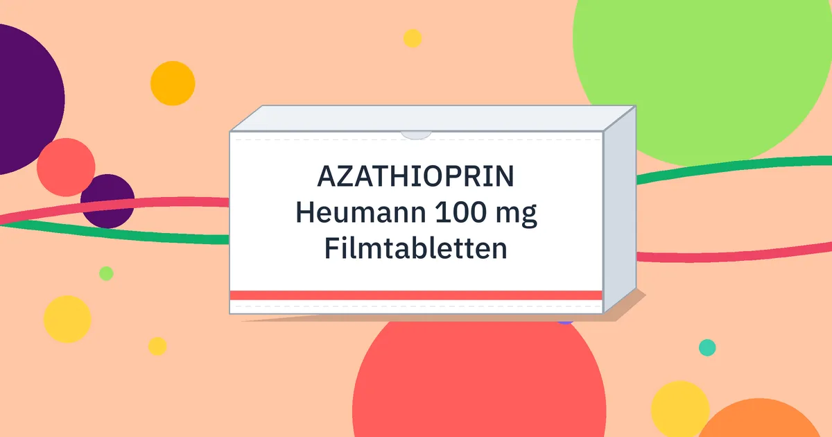 Symbolbild: Packung mit der Aufschrift AZATHIOPRIN Heumann 100 mg Filmtabletten (PZN 10785597) – Verfügbarkeit und Bezug in Apotheken in Frankfurt am Main