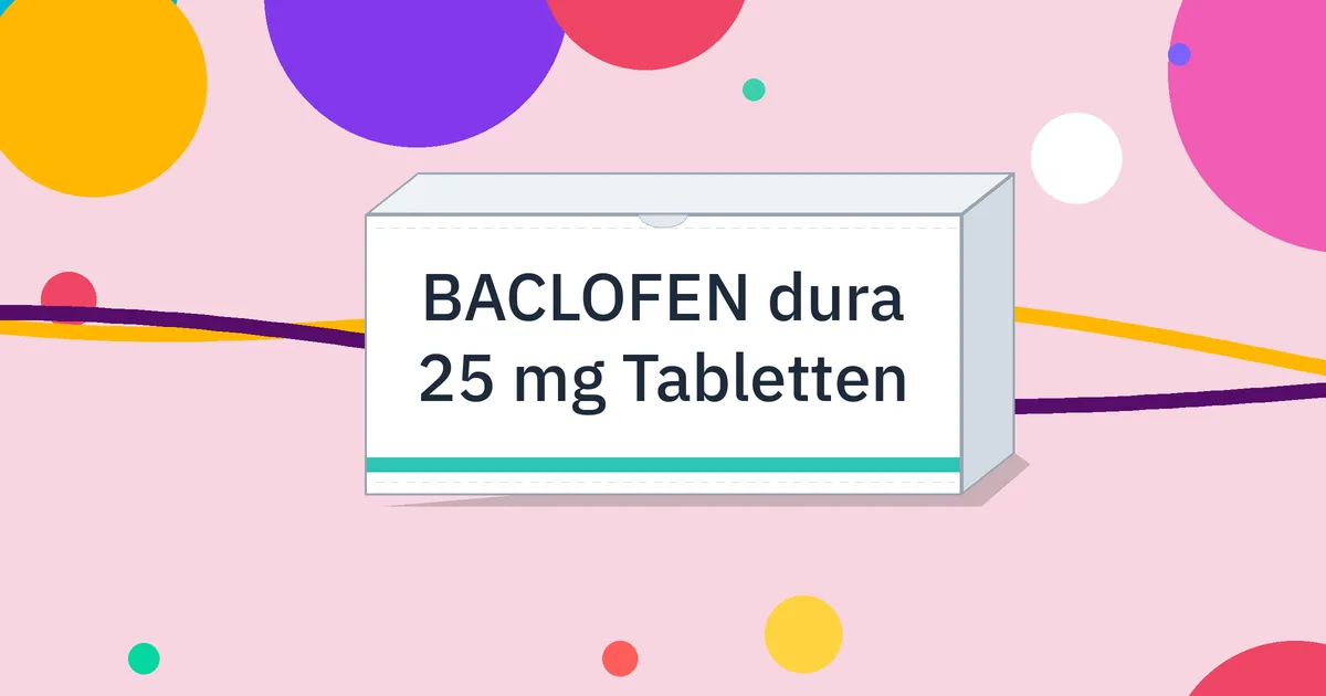 Symbolbild: Packung mit der Aufschrift BACLOFEN dura 25 mg Tabletten (PZN 03023266) – Verfügbarkeit und Bezug in Apotheken in Frankfurt am Main