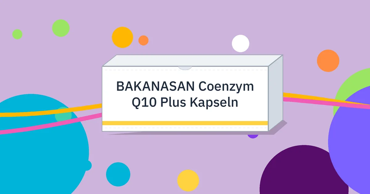 Symbolbild: Packung mit der Aufschrift BAKANASAN Coenzym Q10 Plus Kapseln (PZN 16885779) – Verfügbarkeit und Bezug in Apotheken in Frankfurt am Main