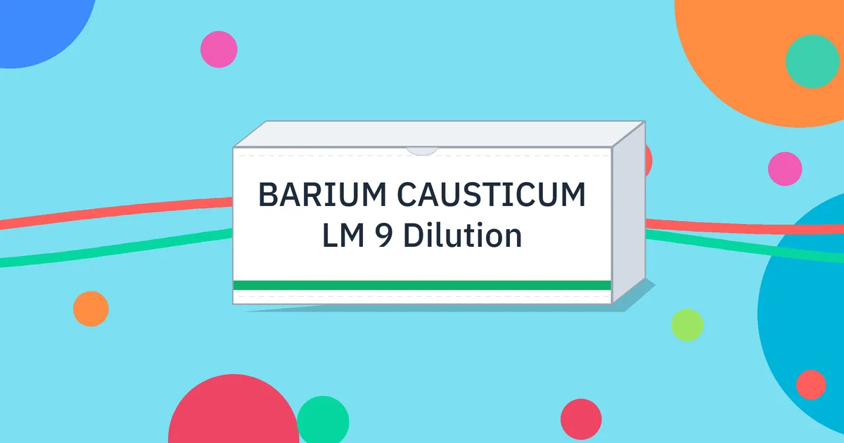 Symbolbild: Packung mit der Aufschrift BARIUM CAUSTICUM LM 9 Dilution (PZN 13376497) – Verfügbarkeit und Bezug in Apotheken in Frankfurt am Main