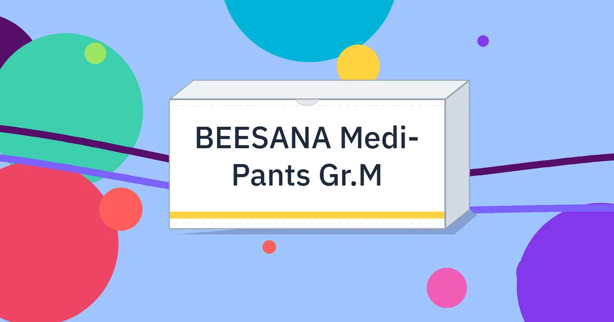 Symbolbild: Packung mit der Aufschrift BEESANA Medi-Pants Gr.M (PZN 11141726) – Verfügbarkeit und Bezug in Apotheken in Frankfurt am Main