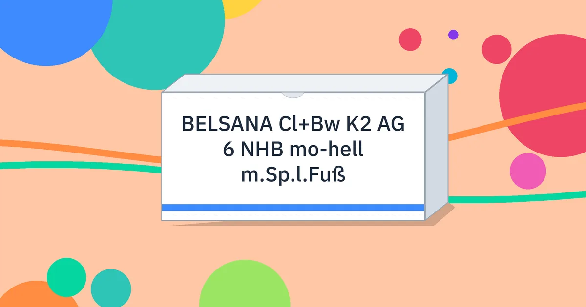 Symbolbild: Packung mit der Aufschrift BELSANA Cl+Bw K2 AG 6 NHB mo-hell m.Sp.l.Fuß (PZN 12248538) – Verfügbarkeit und Bezug in Apotheken in Frankfurt am Main