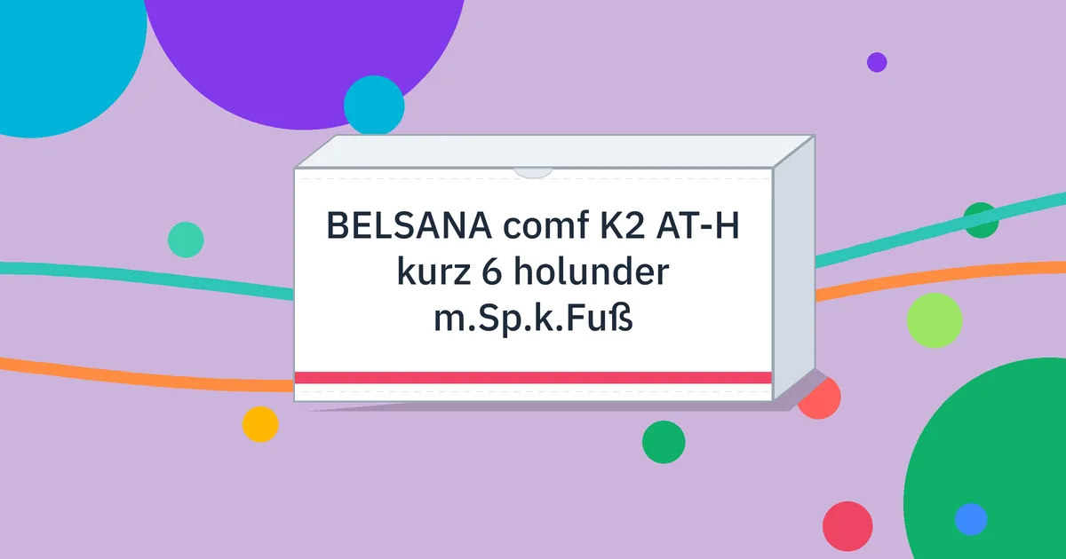 Symbolbild: Packung mit der Aufschrift BELSANA comf K2 AT-H kurz 6 holunder m.Sp.k.Fuß (PZN 12331742) – Verfügbarkeit und Bezug in Apotheken in Frankfurt am Main