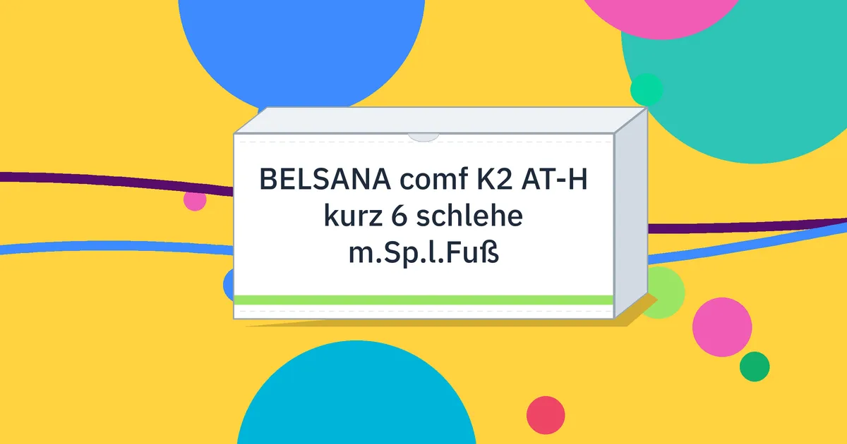 Symbolbild: Packung mit der Aufschrift BELSANA comf K2 AT-H kurz 6 schlehe m.Sp.l.Fuß (PZN 12331966) – Verfügbarkeit und Bezug in Apotheken in Frankfurt am Main