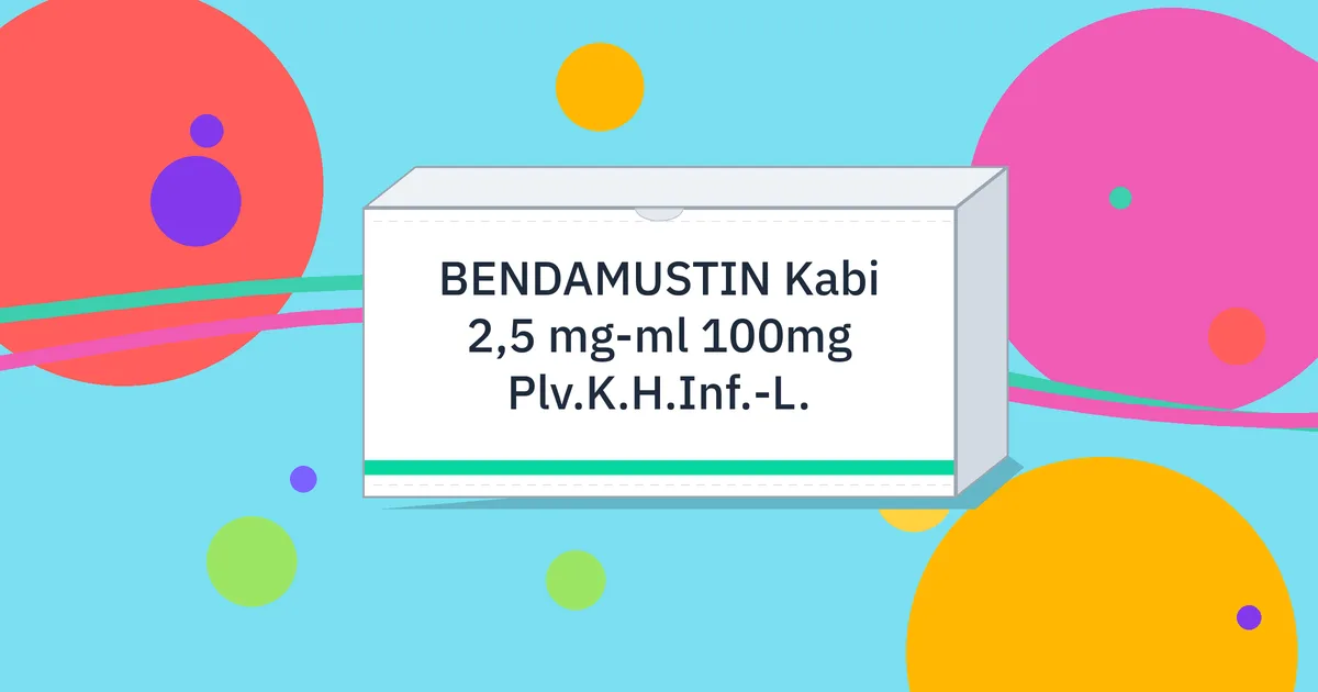 Symbolbild: Packung mit der Aufschrift BENDAMUSTIN Kabi 2,5 mg-ml 100mg Plv.K.H.Inf.-L. (PZN 13827623) – Verfügbarkeit und Bezug in Apotheken in Frankfurt am Main
