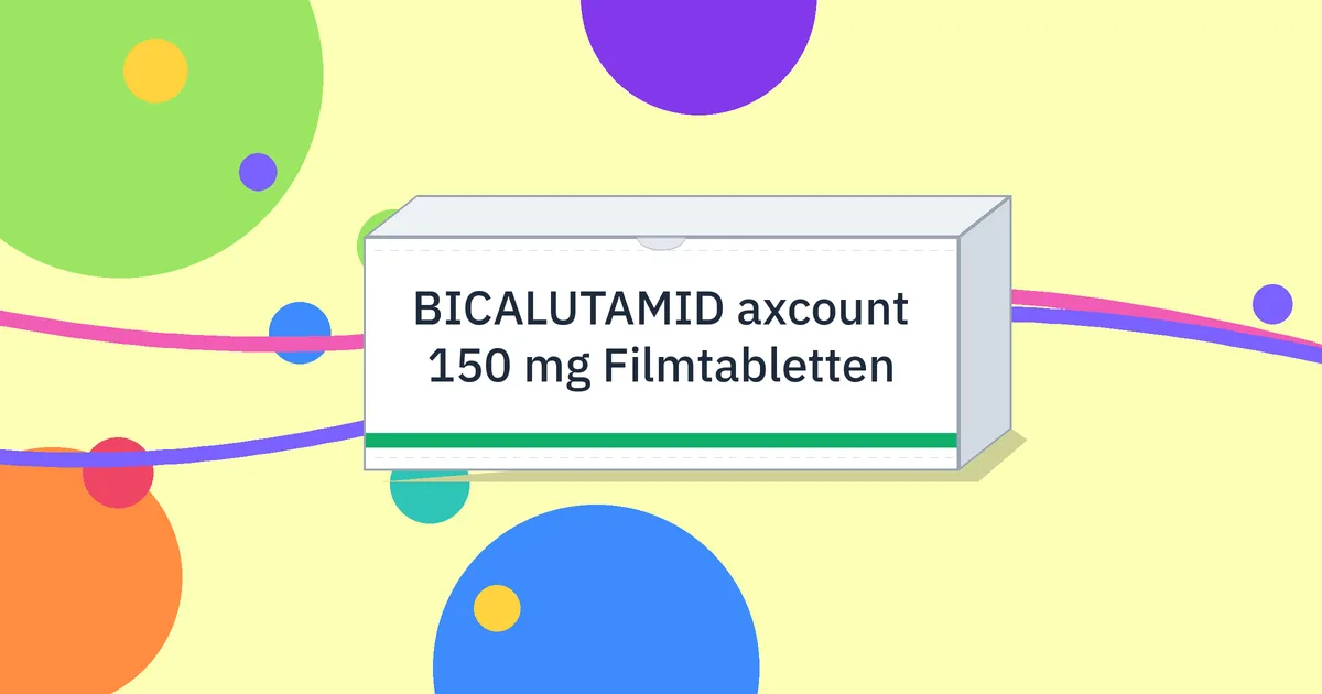 Symbolbild: Packung mit der Aufschrift BICALUTAMID axcount 150 mg Filmtabletten (PZN 12481418) – Verfügbarkeit und Bezug in Apotheken in Frankfurt am Main