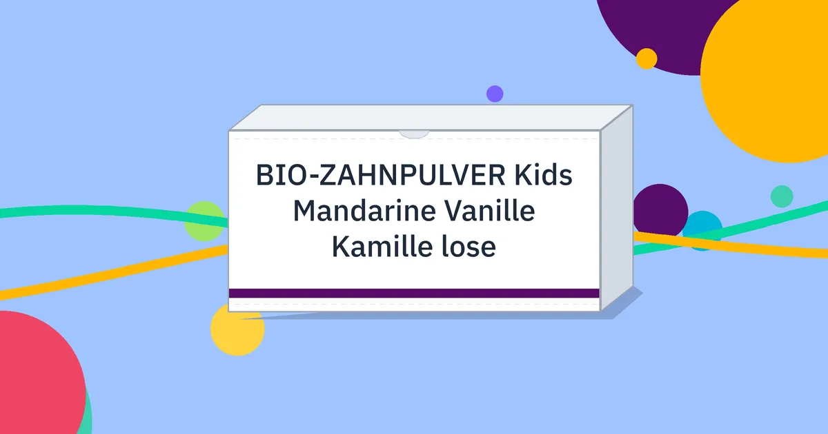 Symbolbild: Packung mit der Aufschrift BIO-ZAHNPULVER Kids Mandarine Vanille Kamille lose (PZN 18327026) – Verfügbarkeit und Bezug in Apotheken in Frankfurt am Main