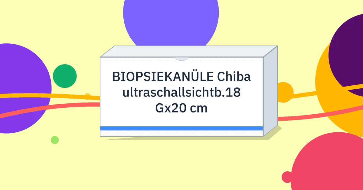 Symbolbild: Packung mit der Aufschrift BIOPSIEKANÜLE Chiba ultraschallsichtb.18 Gx20 cm (PZN 02350052) – Verfügbarkeit und Bezug in Apotheken in Frankfurt am Main