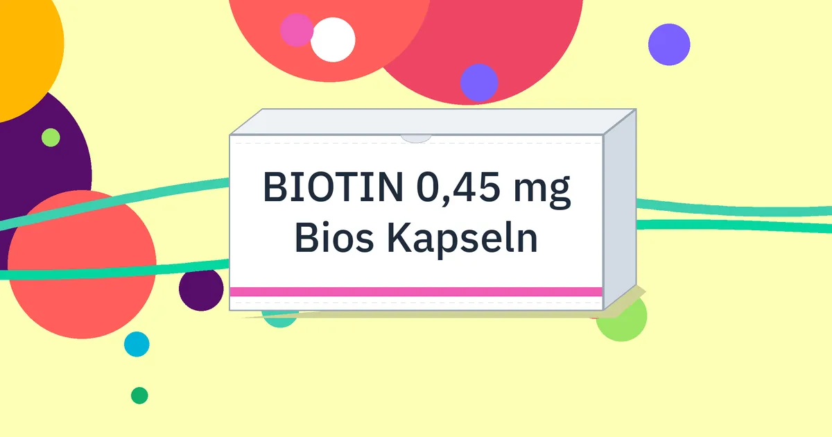 Symbolbild: Packung mit der Aufschrift BIOTIN 0,45 mg Bios Kapseln (PZN 09748645) – Verfügbarkeit und Bezug in Apotheken in Frankfurt am Main