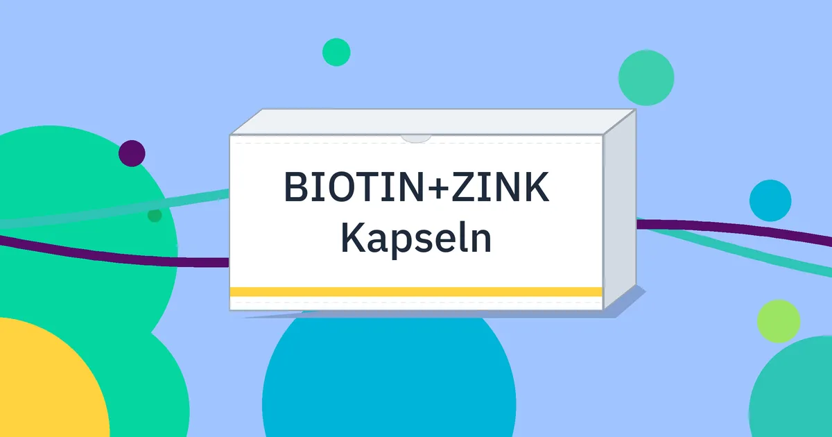 Symbolbild: Packung mit der Aufschrift BIOTIN+ZINK Kapseln (PZN 16363578) – Verfügbarkeit und Bezug in Apotheken in Frankfurt am Main