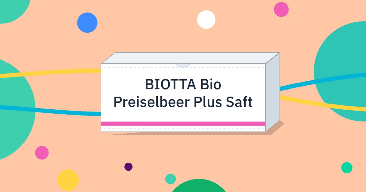 Symbolbild: Packung mit der Aufschrift BIOTTA Bio Preiselbeer Plus Saft (PZN 05560815) – Verfügbarkeit und Bezug in Apotheken in Frankfurt am Main
