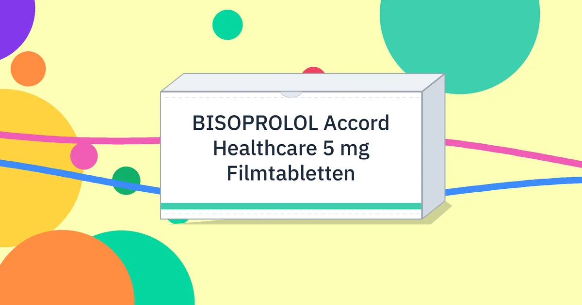 Symbolbild: Packung mit der Aufschrift BISOPROLOL Accord Healthcare 5 mg Filmtabletten (PZN 17271186) – Verfügbarkeit und Bezug in Apotheken in Frankfurt am Main