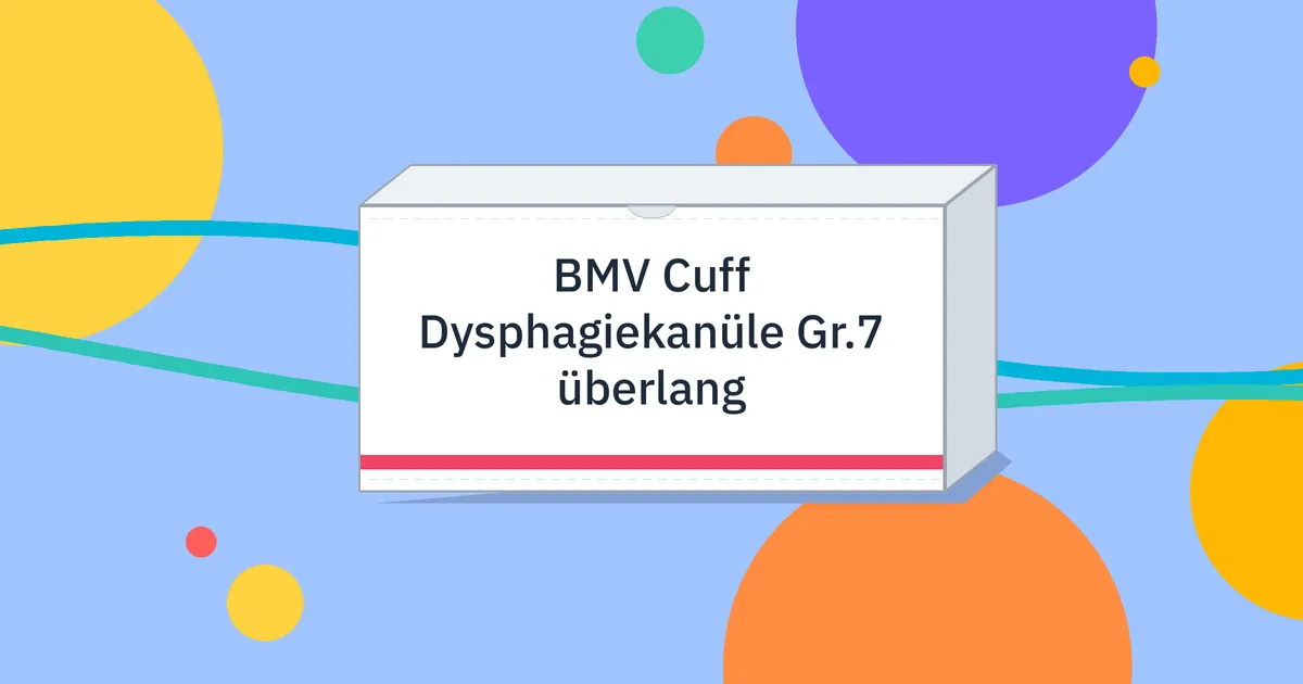 Symbolbild: Packung mit der Aufschrift BMV Cuff Dysphagiekanüle Gr.7 überlang (PZN 18382829) – Verfügbarkeit und Bezug in Apotheken in Frankfurt am Main
