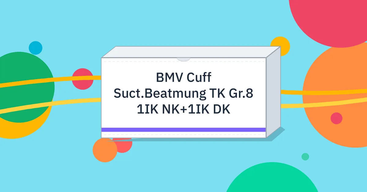Symbolbild: Packung mit der Aufschrift BMV Cuff Suct.Beatmung TK Gr.8 1IK NK+1IK DK (PZN 18383148) – Verfügbarkeit und Bezug in Apotheken in Frankfurt am Main