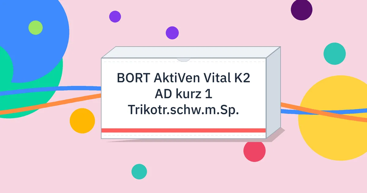Symbolbild: Packung mit der Aufschrift BORT AktiVen Vital K2 AD kurz 1 Trikotr.schw.m.Sp. (PZN 12549820) – Verfügbarkeit und Bezug in Apotheken in Frankfurt am Main