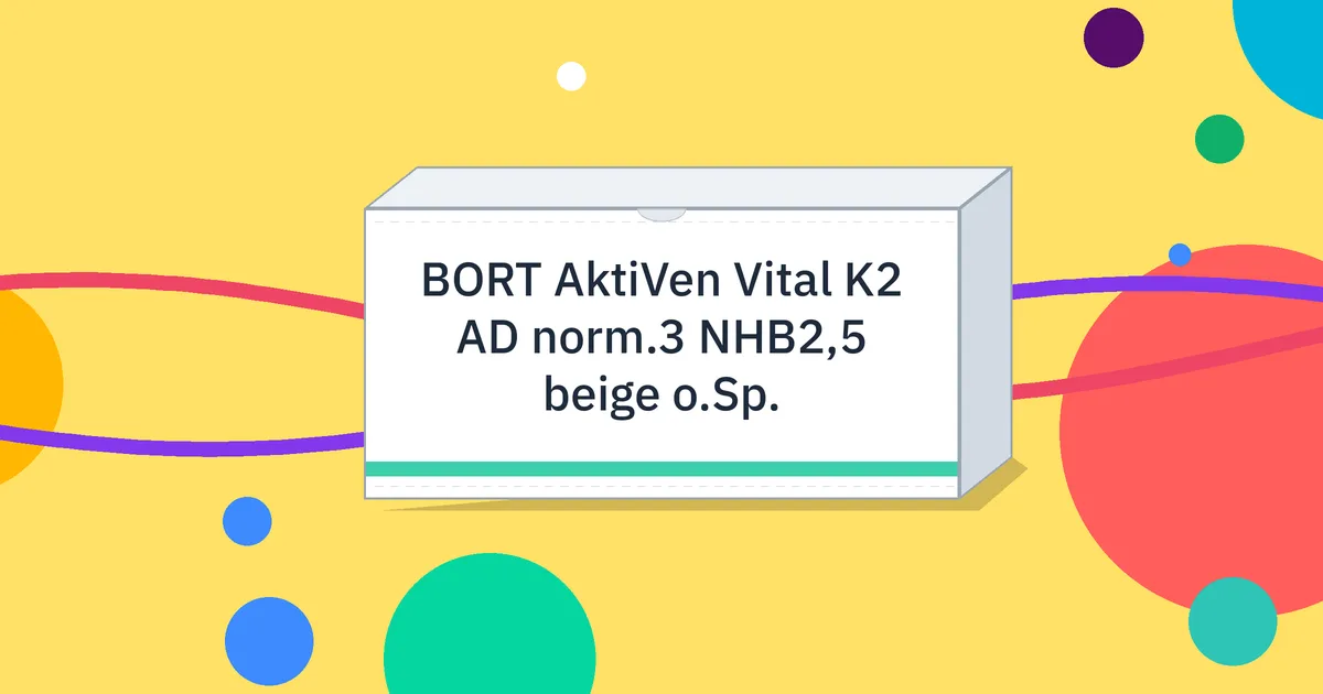 Symbolbild: Packung mit der Aufschrift BORT AktiVen Vital K2 AD norm.3 NHB2,5 beige o.Sp. (PZN 17498932) – Verfügbarkeit und Bezug in Apotheken in Frankfurt am Main
