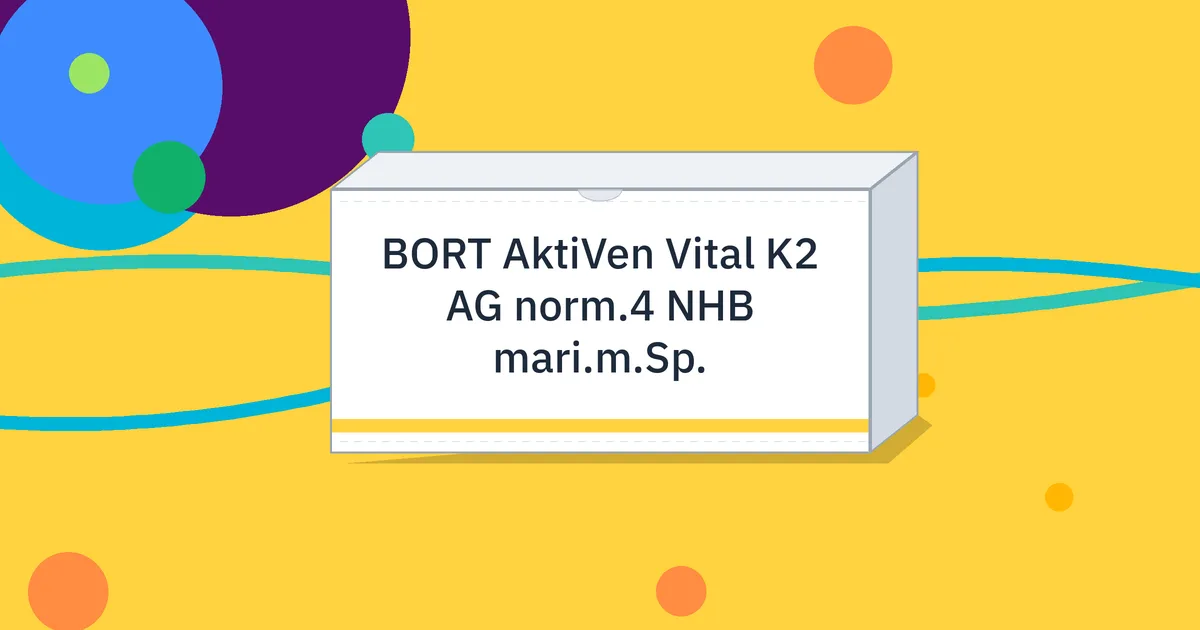 Symbolbild: Packung mit der Aufschrift BORT AktiVen Vital K2 AG norm.4 NHB mari.m.Sp. (PZN 13733129) – Verfügbarkeit und Bezug in Apotheken in Frankfurt am Main