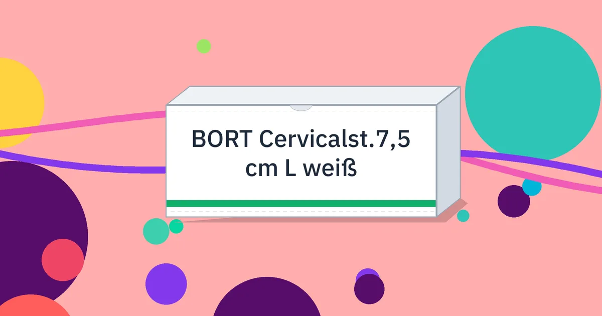 Symbolbild: Packung mit der Aufschrift BORT Cervicalst.7,5 cm L weiß (PZN 04682580) – Verfügbarkeit und Bezug in Apotheken in Frankfurt am Main